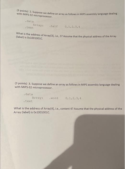 Solved (3 points) 2. Suppose we define an array as follows | Chegg.com