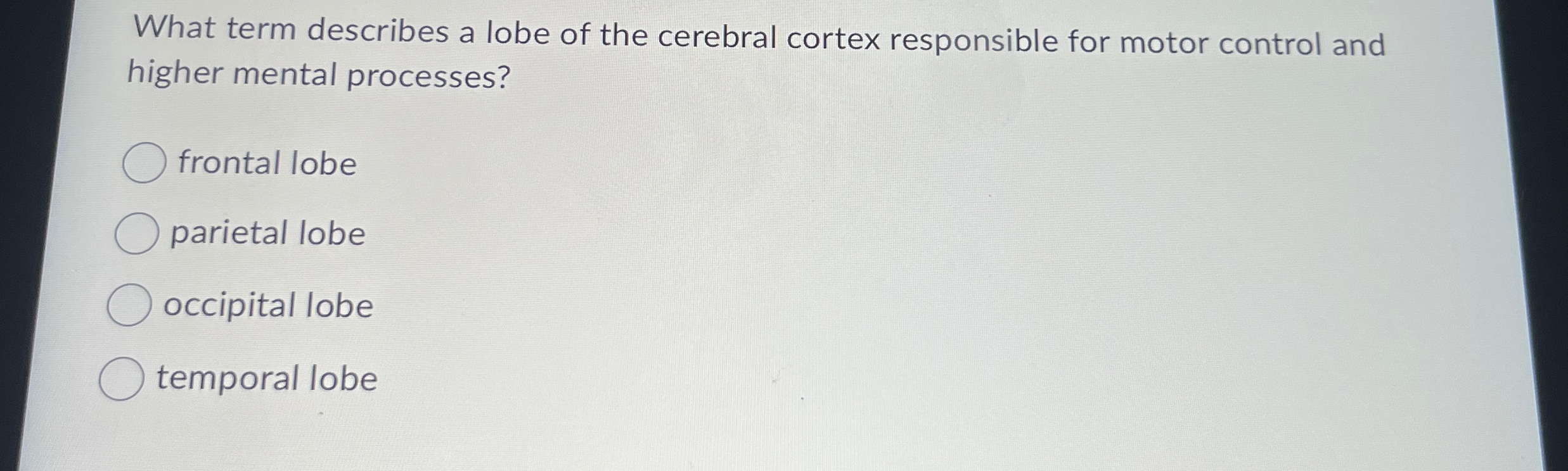 Solved What term describes a lobe of the cerebral cortex | Chegg.com