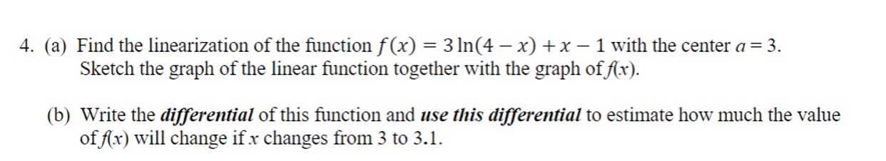 Solved (a) ﻿Find the linearization of the function | Chegg.com
