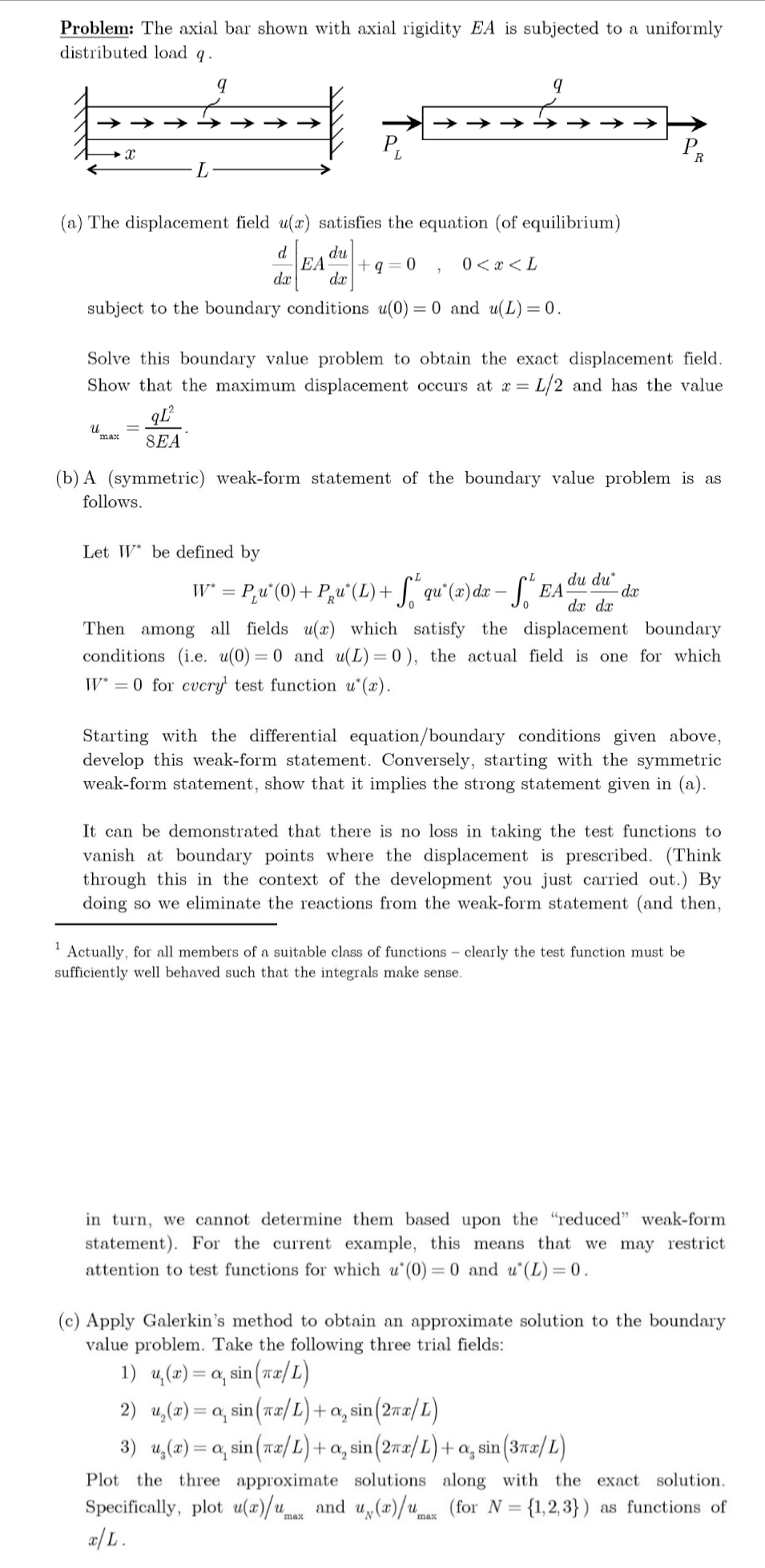 Solved Problem: The axial bar shown with axial rigidity EA | Chegg.com