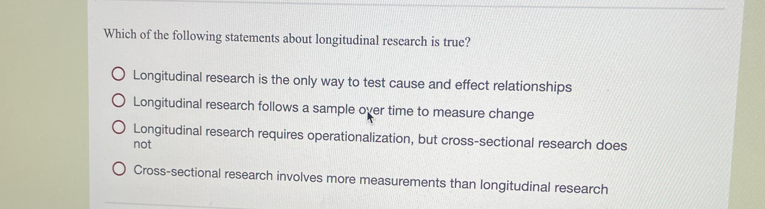 Solved Which of the following statements about longitudinal | Chegg.com