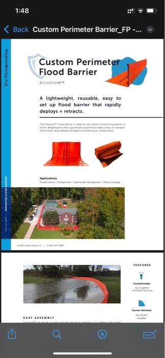 Solved Custom Perimeter Flood Barrier DibuviUM T= A | Chegg.com