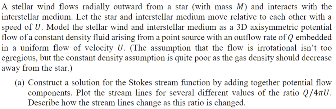 Solved A stellar wind flows radially outward from a star | Chegg.com
