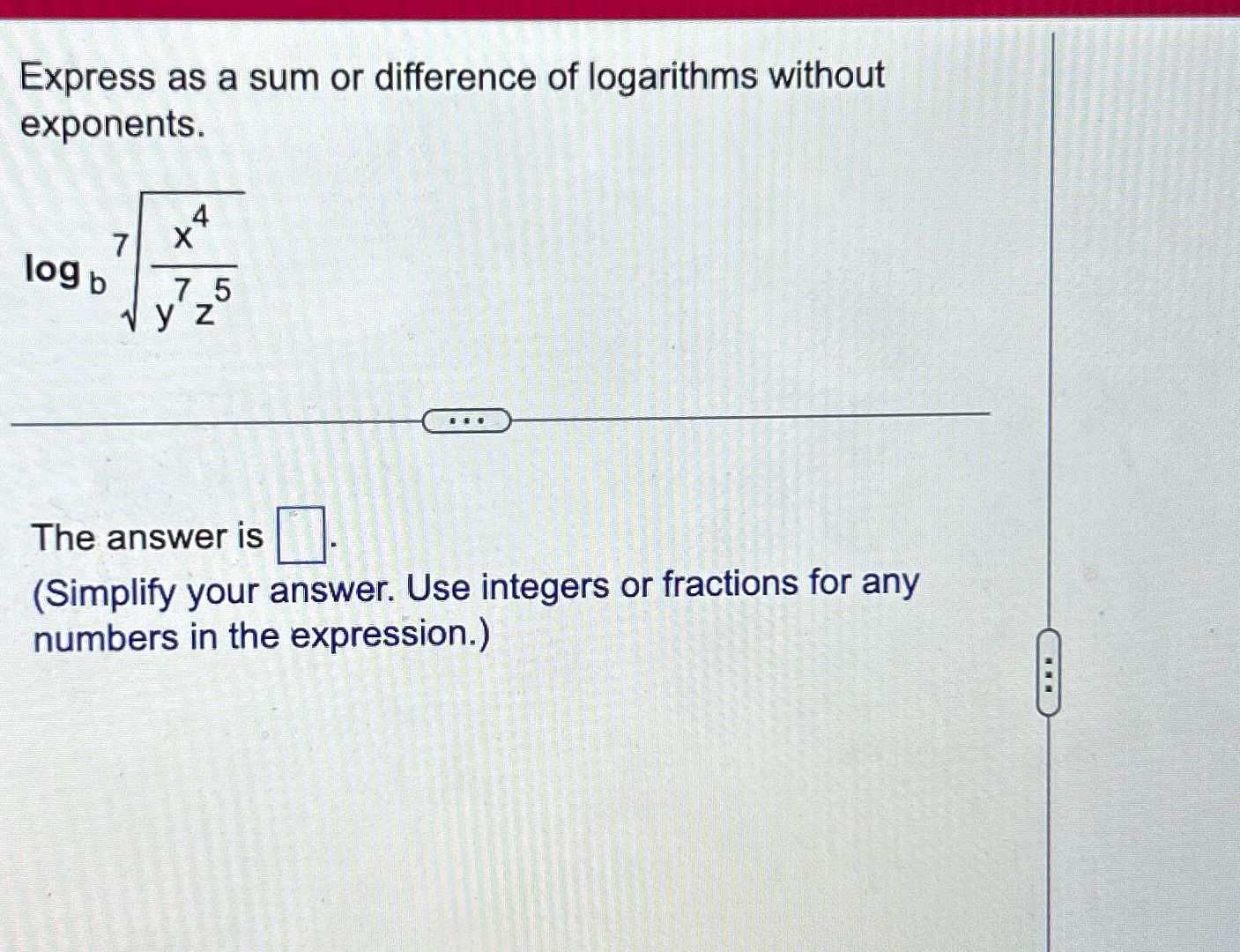 Solved Express as a sum or difference of logarithms without | Chegg.com