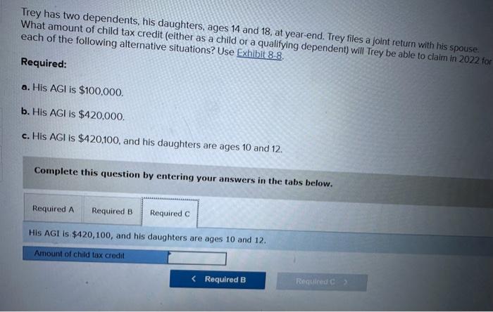 Solved Trey has two dependents, his daughters, ages 14 and | Chegg.com