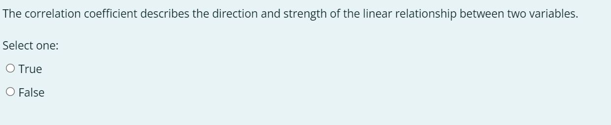 Solved The correlation coefficient describes the direction | Chegg.com