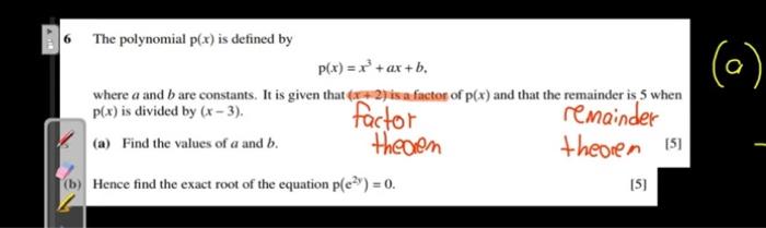 Solved The polynomial p(x) is defined by p(x)=x3+ax+b where | Chegg.com