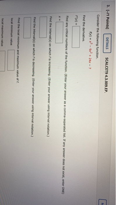 Solved 4.3 Homework - Derivatives, Shape of a Graph - Math | Chegg.com