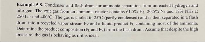 Solved Example 5.8. Condenser and flash drum for ammonia | Chegg.com