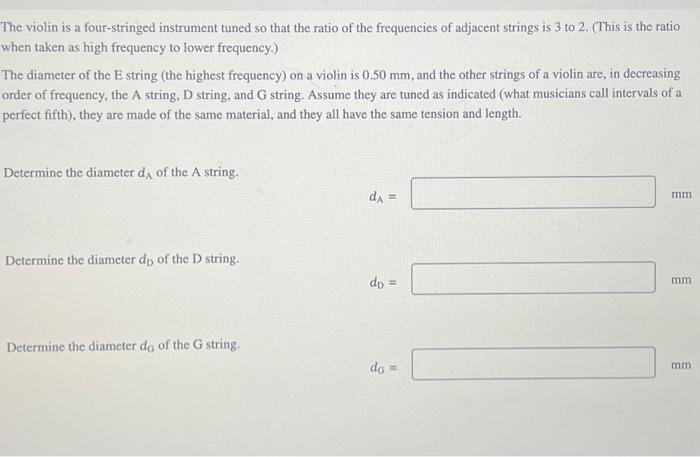 Solved The violin is a four-stringed instrument tuned so | Chegg.com