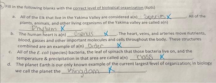 Solved 5. Fill in the following blanks with the correct | Chegg.com