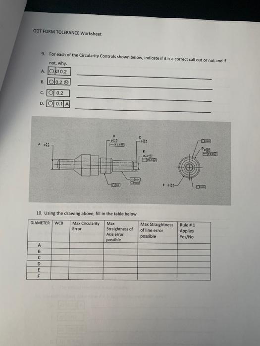 Solved GDT FORM TOLERANCE Worksheet 12.4 12 Referencing the | Chegg.com