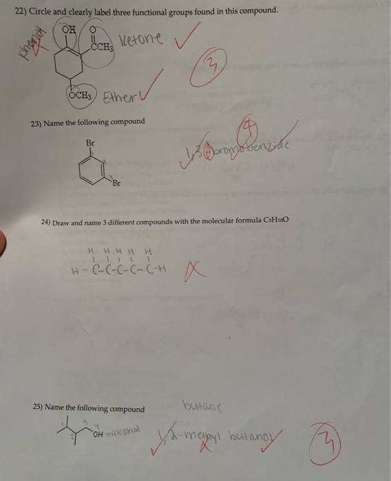 Solved 22) Circle and clearly label three functional groups | Chegg.com