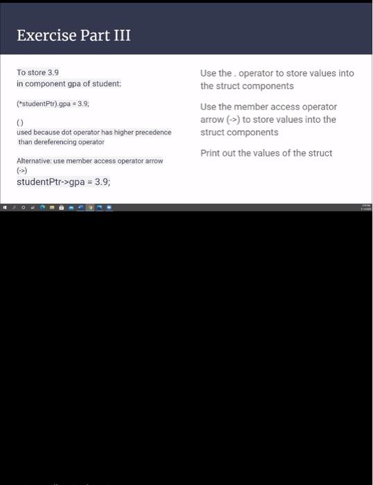 Solved Exercise Part I: struct student Type Tetine a culty | Chegg.com