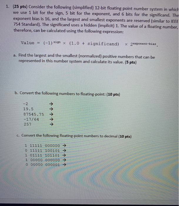 Solved 1. (25 pts) Consider the following (simplified) | Chegg.com
