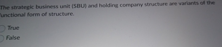 Solved The strategic business unit (SBU) ﻿and holding | Chegg.com