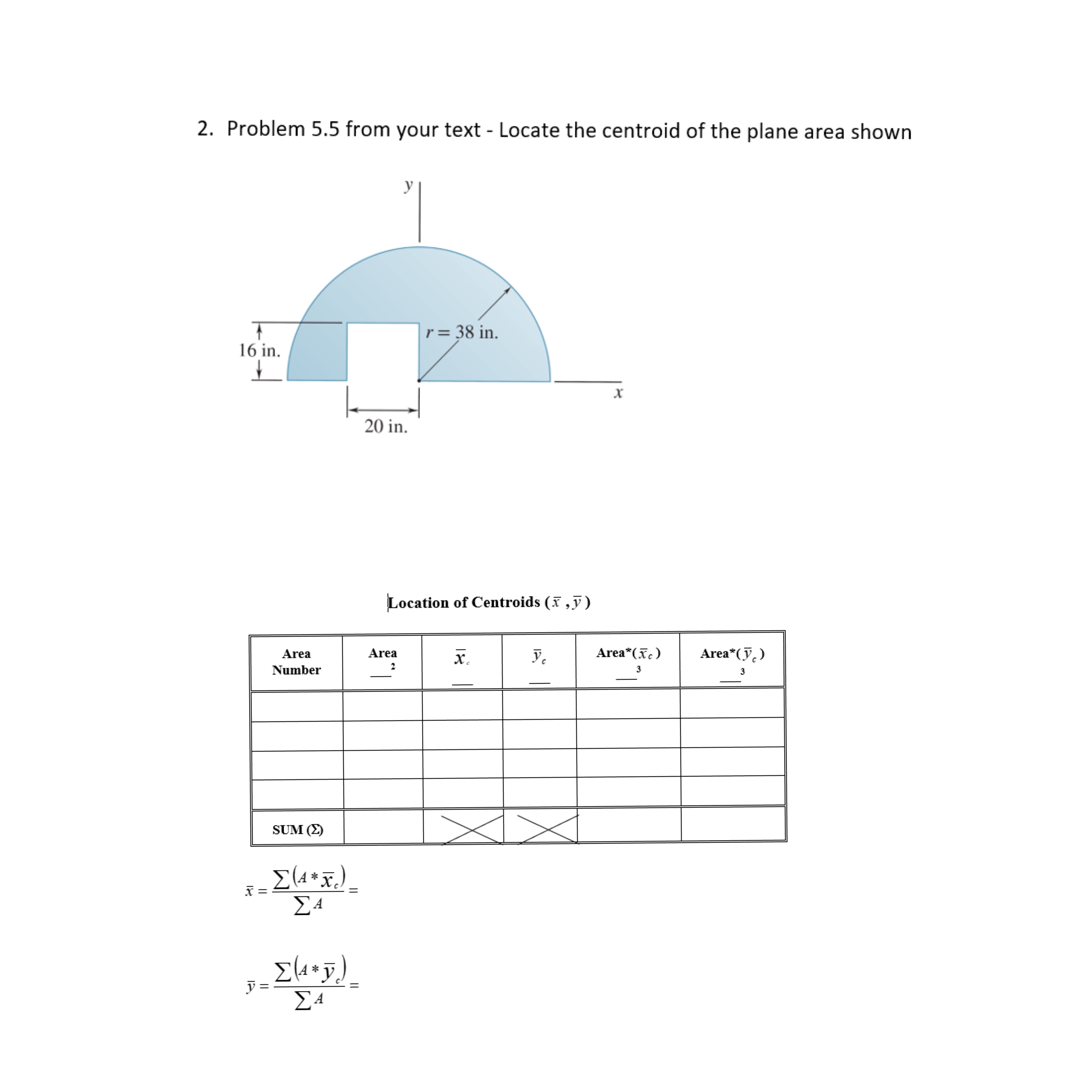 Solved Problem 5.5 ﻿from your text - ﻿Locate the centroid of | Chegg.com
