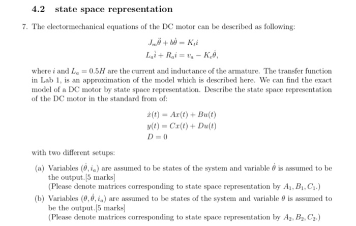 Solved 4.2 state space representation 7. The | Chegg.com