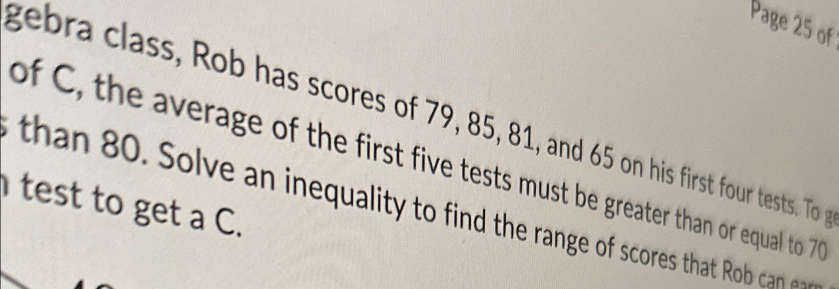 Solved gebra class, Rob has scores of 79, 85, 81, ﻿and 65 | Chegg.com