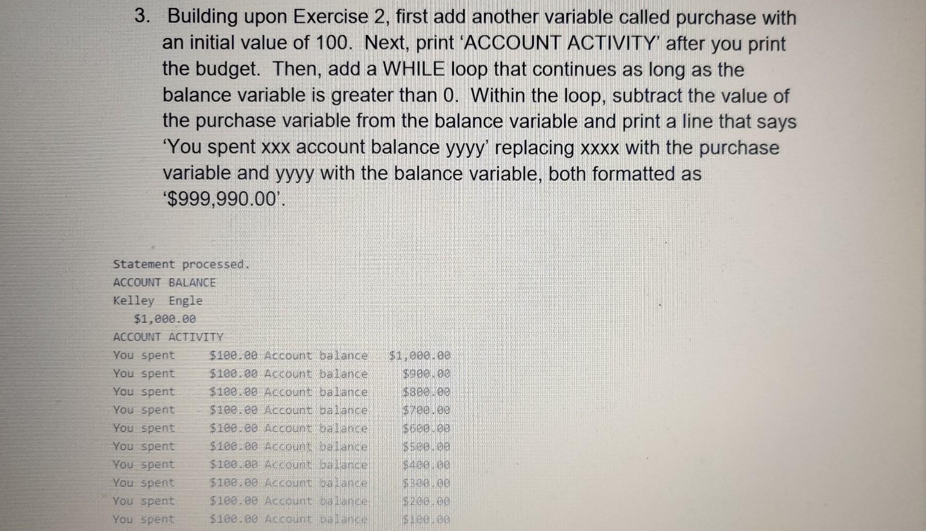 Solved 2. Create a script with three variables: a number | Chegg.com