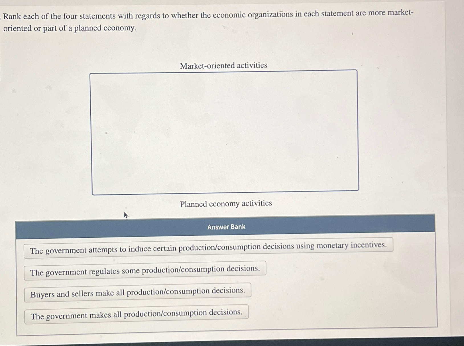 Solved Rank each of the four statements with regards to | Chegg.com