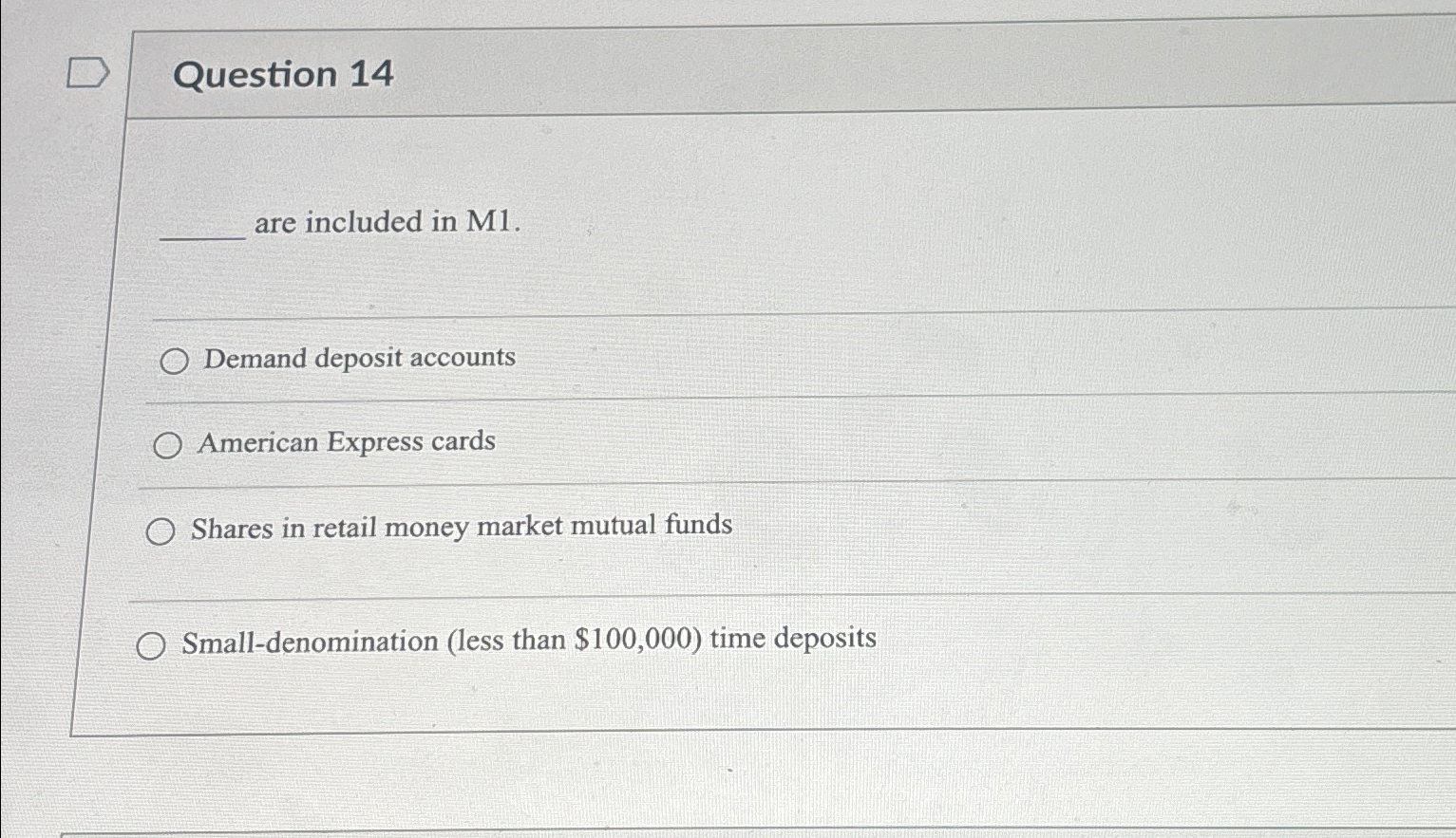 Solved Question 14are included in M1.Demand deposit | Chegg.com