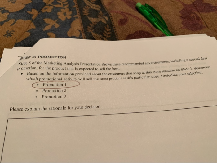Selling ASSIGNMENT 3 STEP 3: PROMOTION Slide 3 of the | Chegg.com