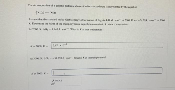 Solved The decomposition of a generic diatomic element in | Chegg.com