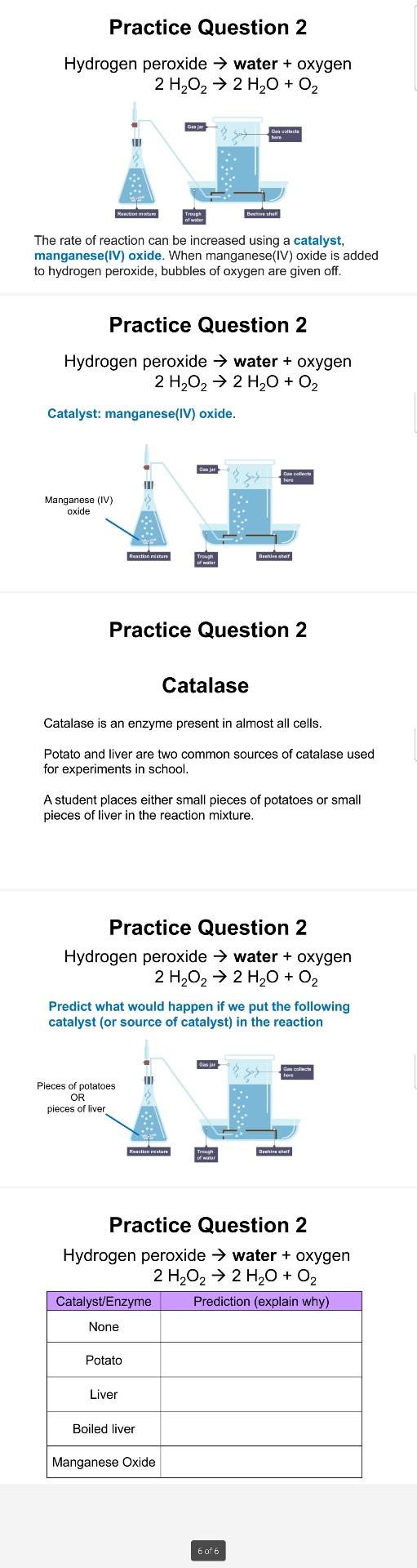 Solved Hydrogen peroxide → water + oxygen 2H2O2→2H2O+O2 The | Chegg.com