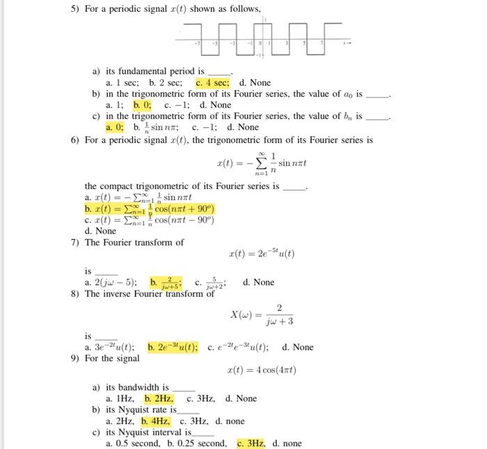 Solved Highlighted answers have already been included for | Chegg.com