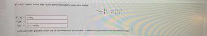 Solved 1 Point Construct The First Three Fourier