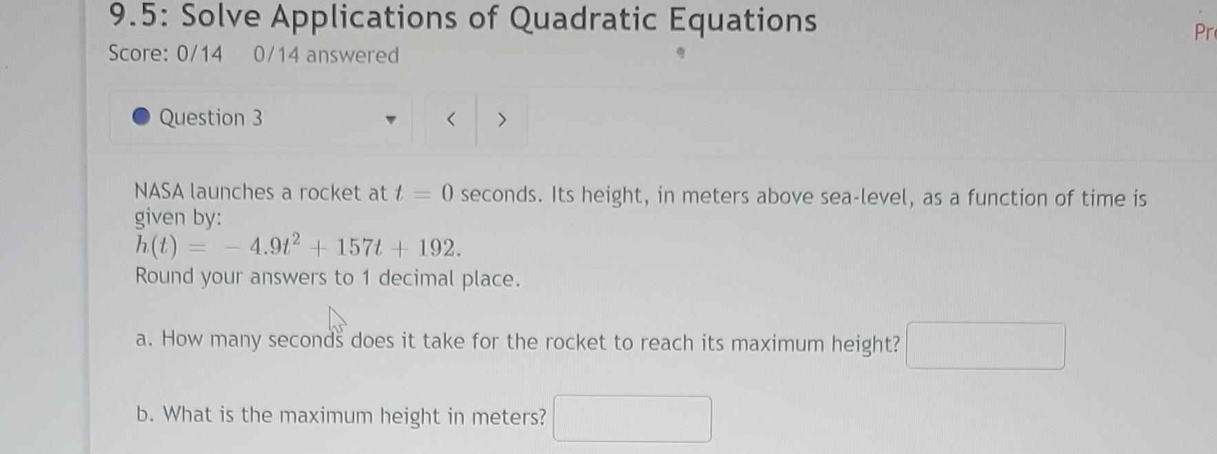 Solved 9.5: Solve Applications of Quadratic Equations Score: | Chegg.com