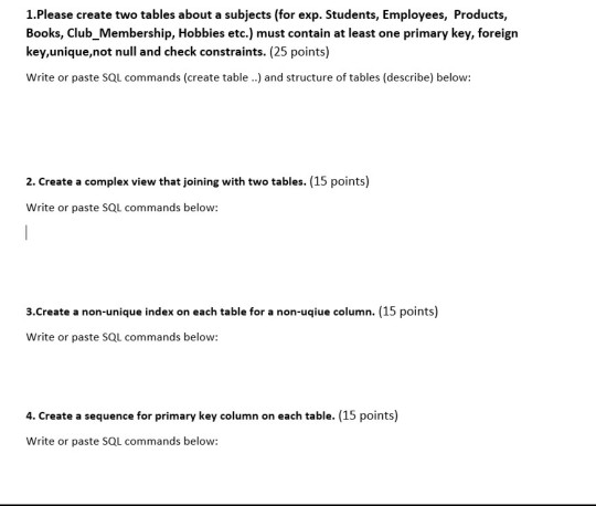 Solved 1.Please create two tables about a subjects (for exp. | Chegg.com