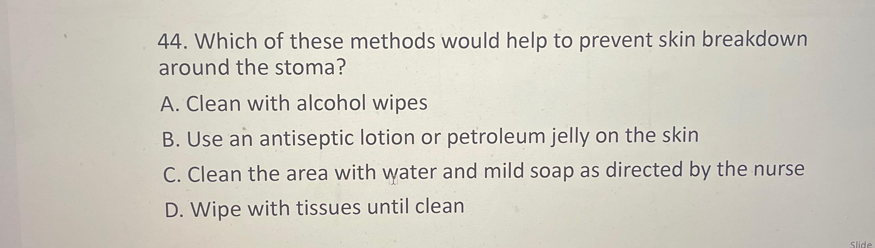 Solved Which of these methods would help to prevent skin | Chegg.com