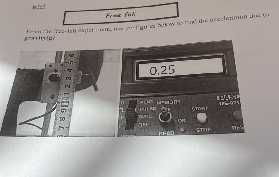 Free fallFrom the free-fall experiment, use the | Chegg.com