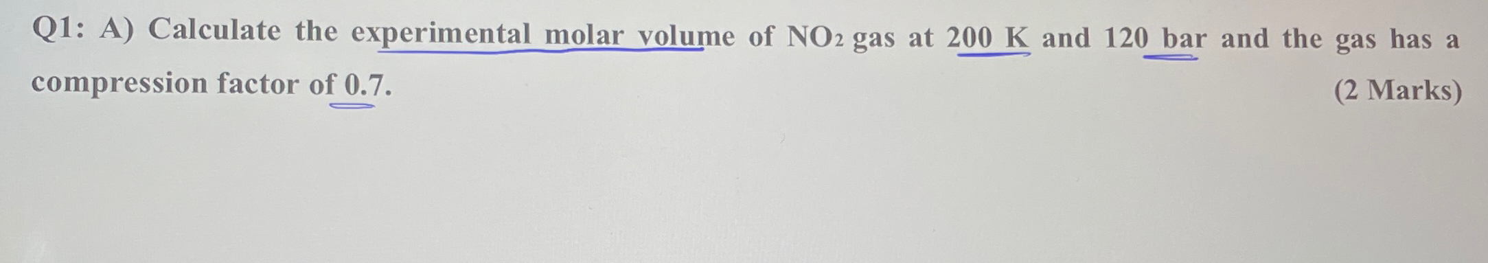 Solved Q1: A) ﻿Calculate the experimental molar volume of | Chegg.com