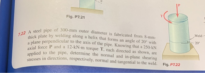 Solved Fig. P7.21 Weld 7.22 A steel pipe of 300 thick plate | Chegg.com