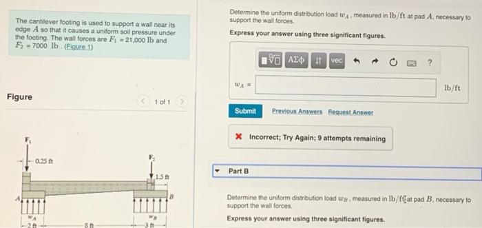 Solved The cantilever footing is used to support a wall near | Chegg.com