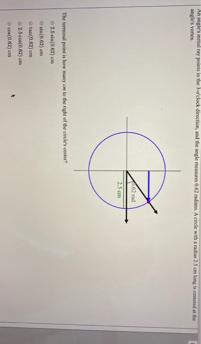 Solved An angle's initial ray points in the 3-o'clock | Chegg.com