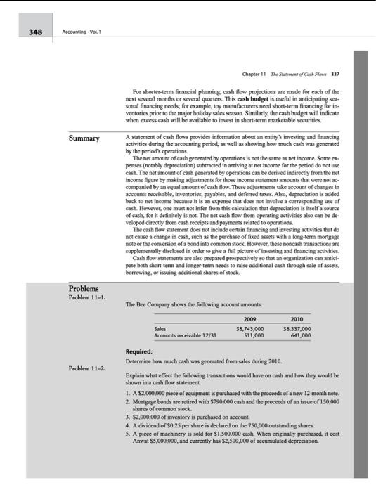 Solved problem 11-2,List effects for each item on the cash | Chegg.com