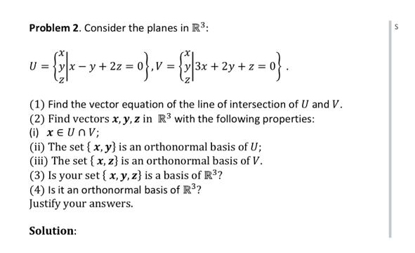 Solved Problem 2. ﻿Consider the planes in R3 | Chegg.com