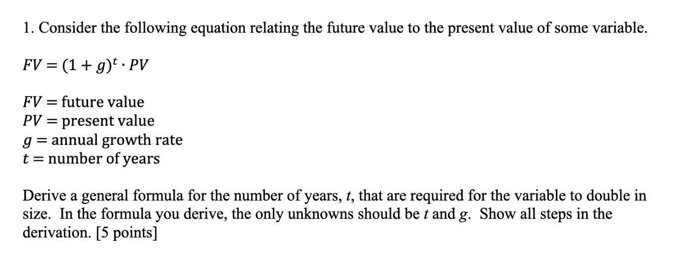 Solved Consider the following equation relating the future | Chegg.com