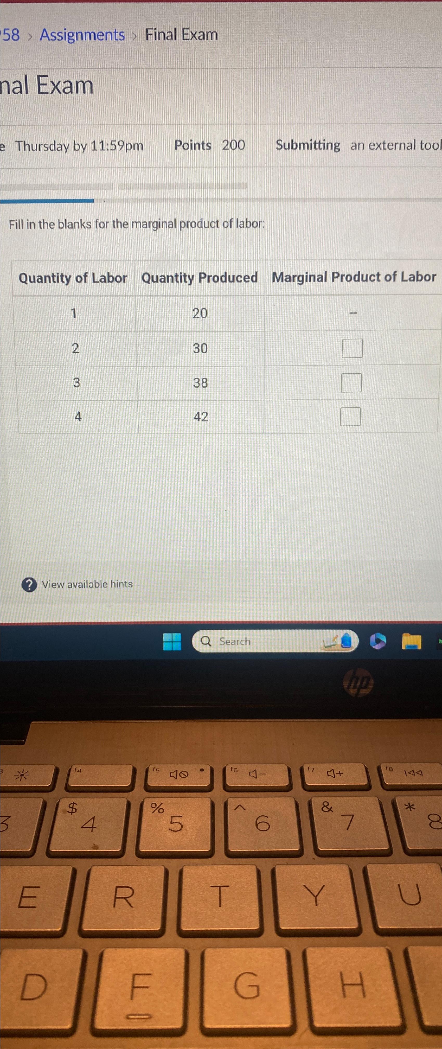 Solved 58> ﻿Assignments > ﻿Final Examnal ExamThursday by | Chegg.com