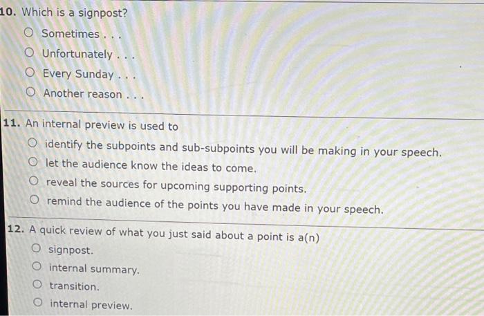 1. The body of your speech should be structured | Chegg.com