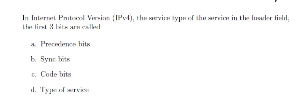 Solved In Internet Protocol Version (IPv4), ﻿the service | Chegg.com