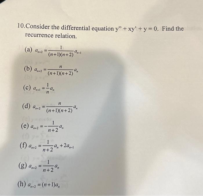 Solved Consider the differential equation y" + xy' + y = 0. | Chegg.com