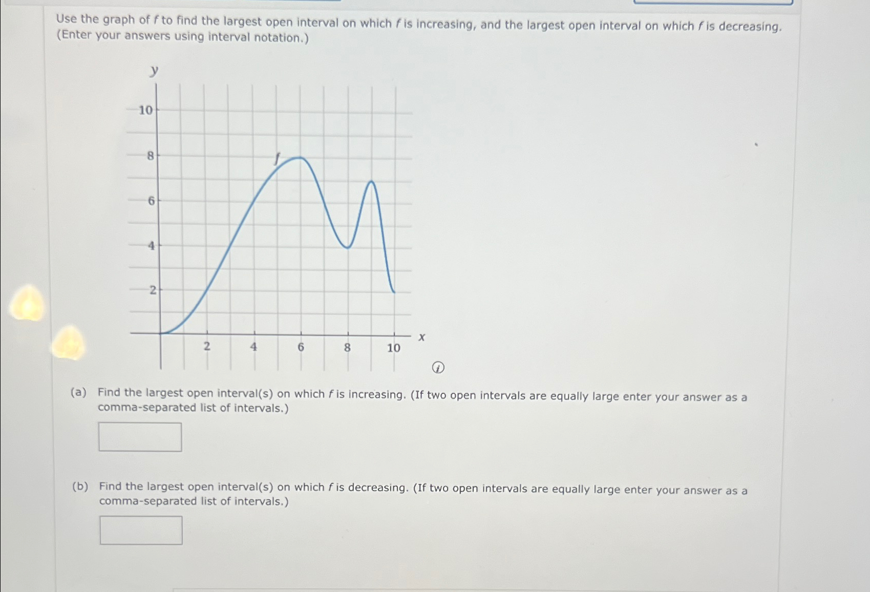 Solved Use the graph of f ﻿to find the largest open interval | Chegg.com