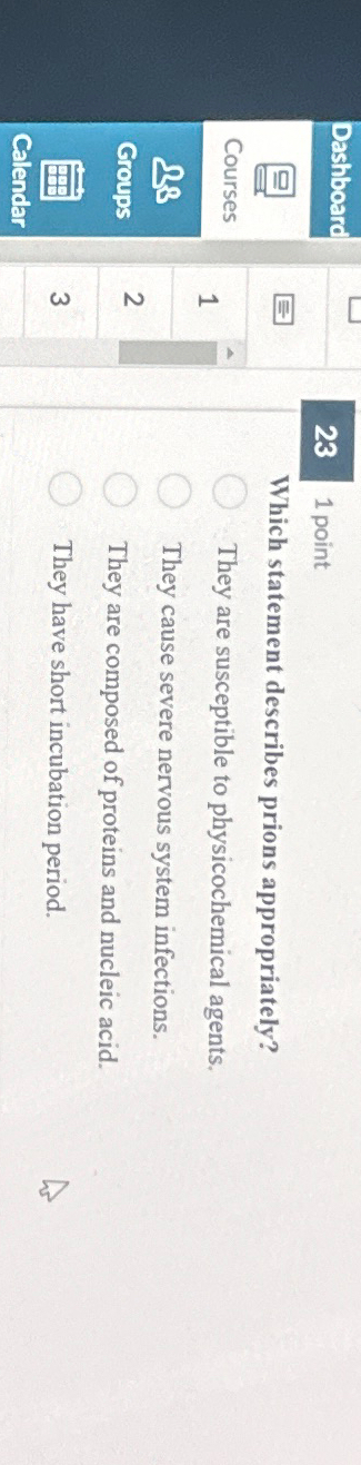 Solved DashboardCoursesΩ8GroupsCalendar231 ﻿pointWhich | Chegg.com