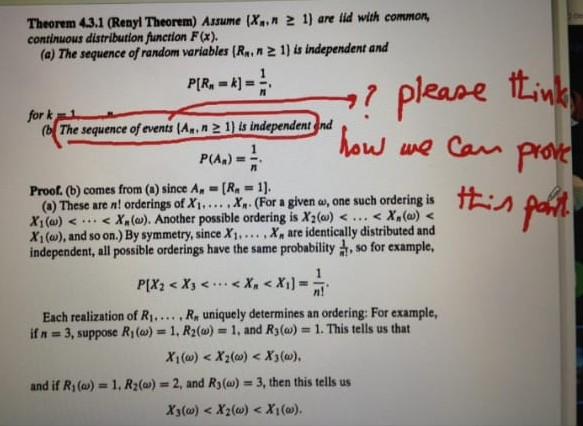 Solved 1) are lid with common, Theorem 4.3.1 (Renyl Theorem) | Chegg.com