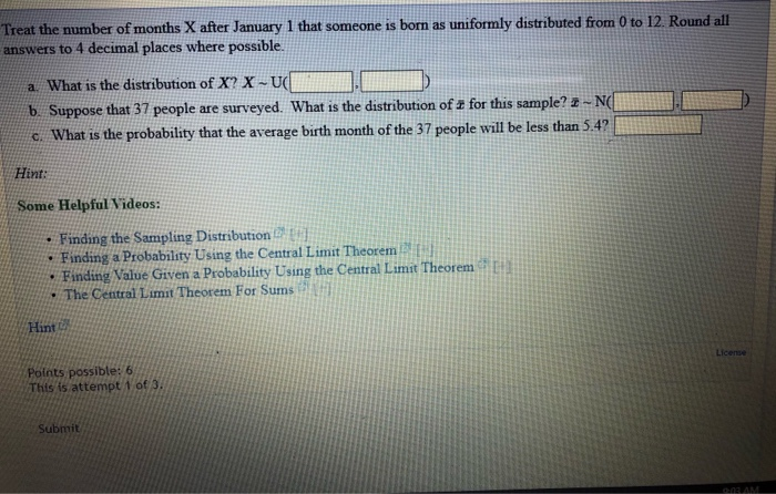 Solved Treat The Number Of Months X After January 1 That